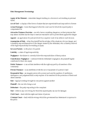 Risk-Management-Notes for all lectures - Risk Management January 13th ...