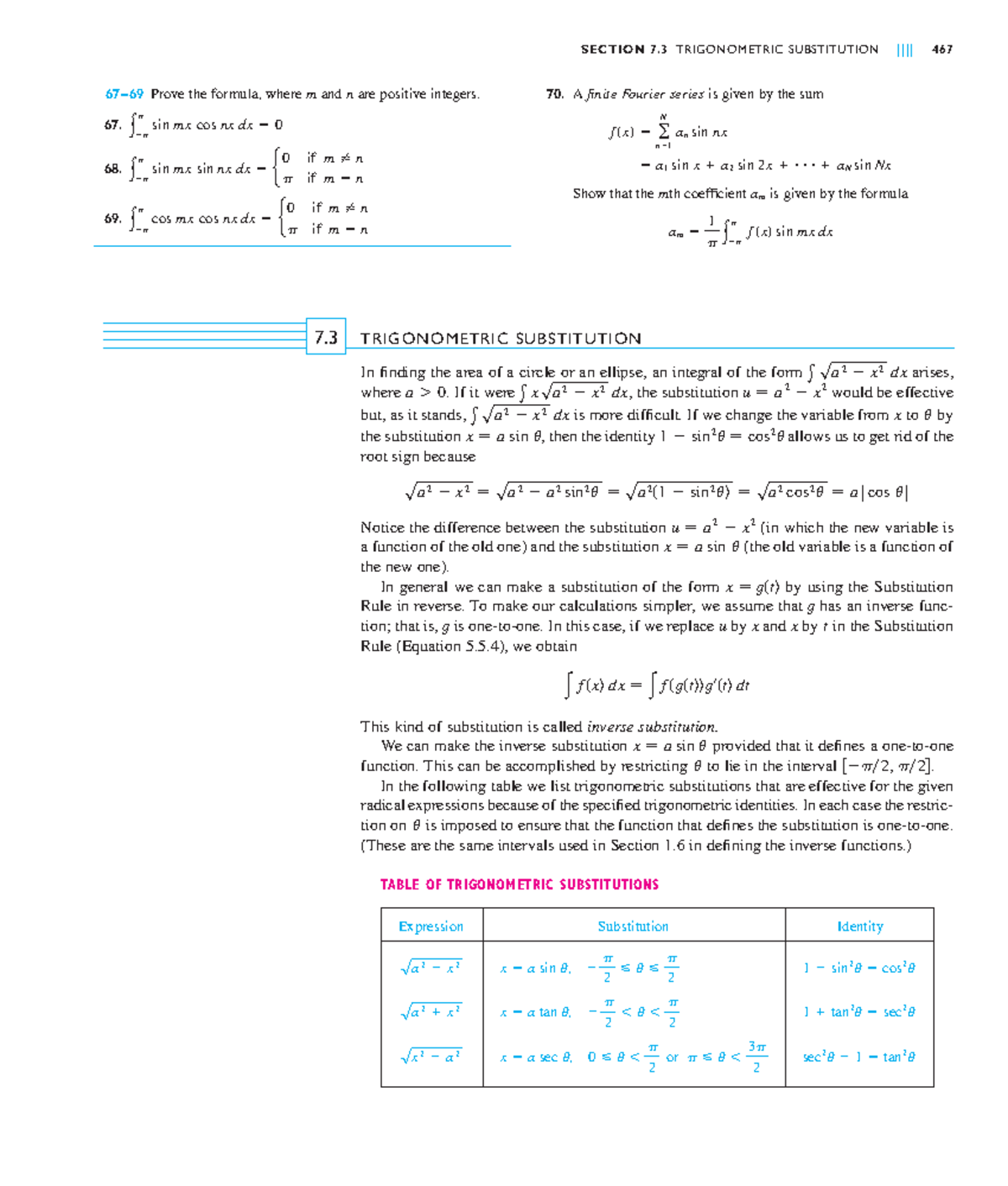 Math ch 7-3 - math work - SECTION 7 TRIGONOMETRIC SUBSTITUTION | | | | 467 70. A finite Fourier ...