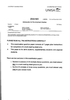 DVA1501 EXAM - exam question paper - May/June Examination 2020 Due date ...