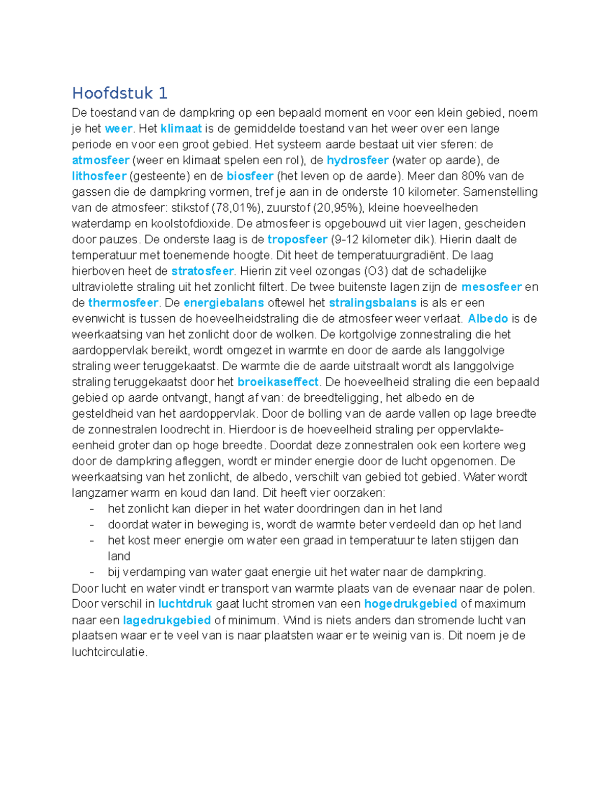 Samenvatting Klimaatvraagstukken - Hoofdstuk 1 De toestand van de ...