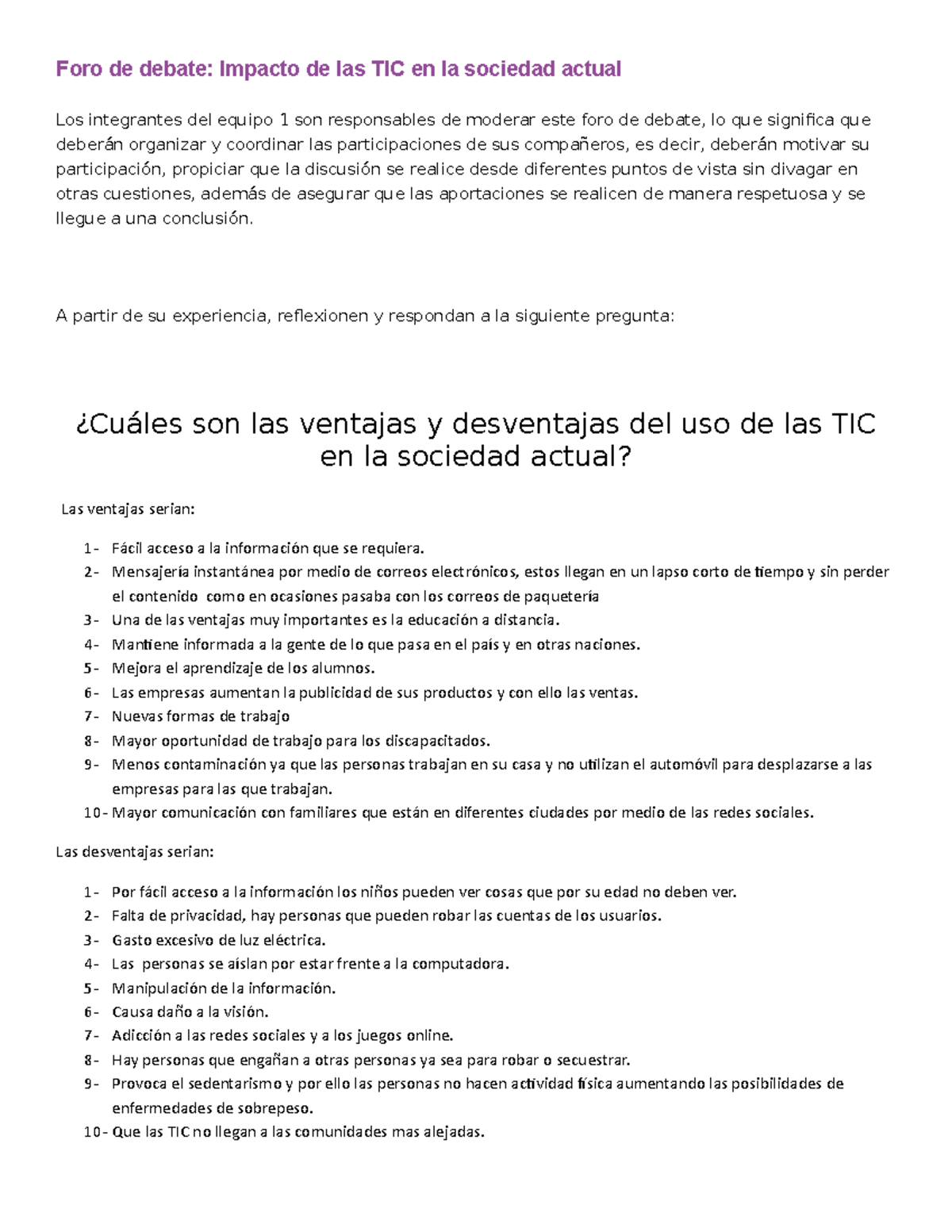 03 Foro de debate. Impacto de las TIC en la sociedad actual - A partir ...