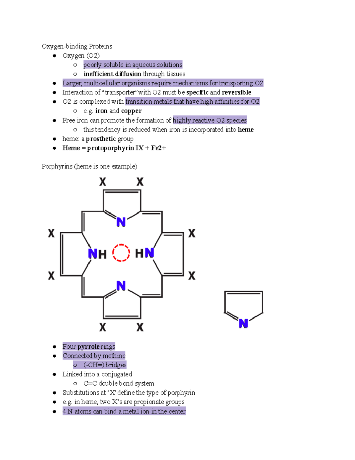 BIOC Lec 3 - BIOC 3650 - Oxygen-binding Proteins Oxygen (O2) poorly soluble in aqueous solutions ...