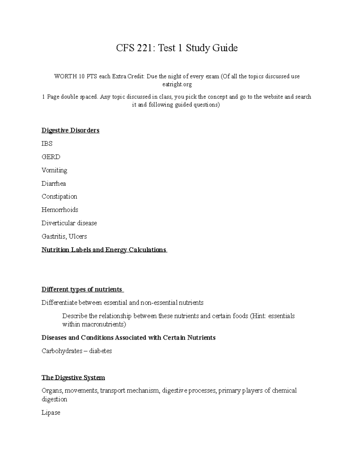 CFS 221 Chpt 1-6 Study Guide (1) - CFS 221: Test 1 Study Guide WORTH 10 ...