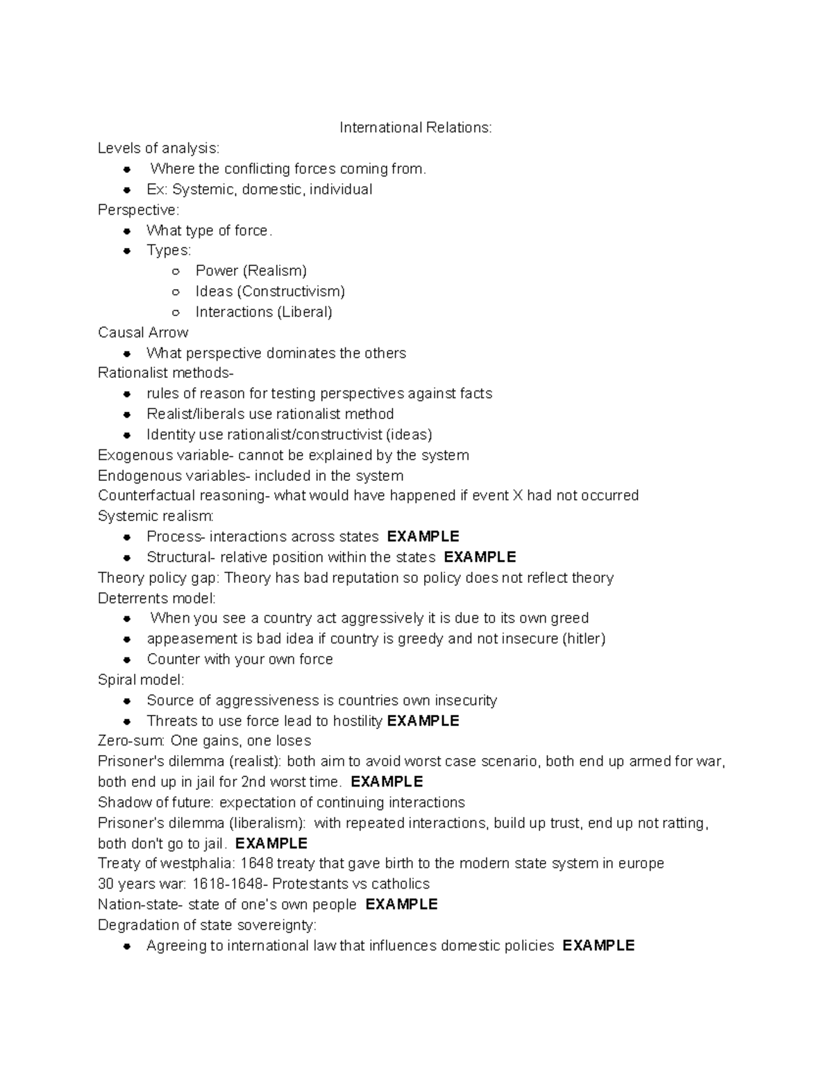 IR study guide - Lecture notes 12-24 - International Relations: Levels ...