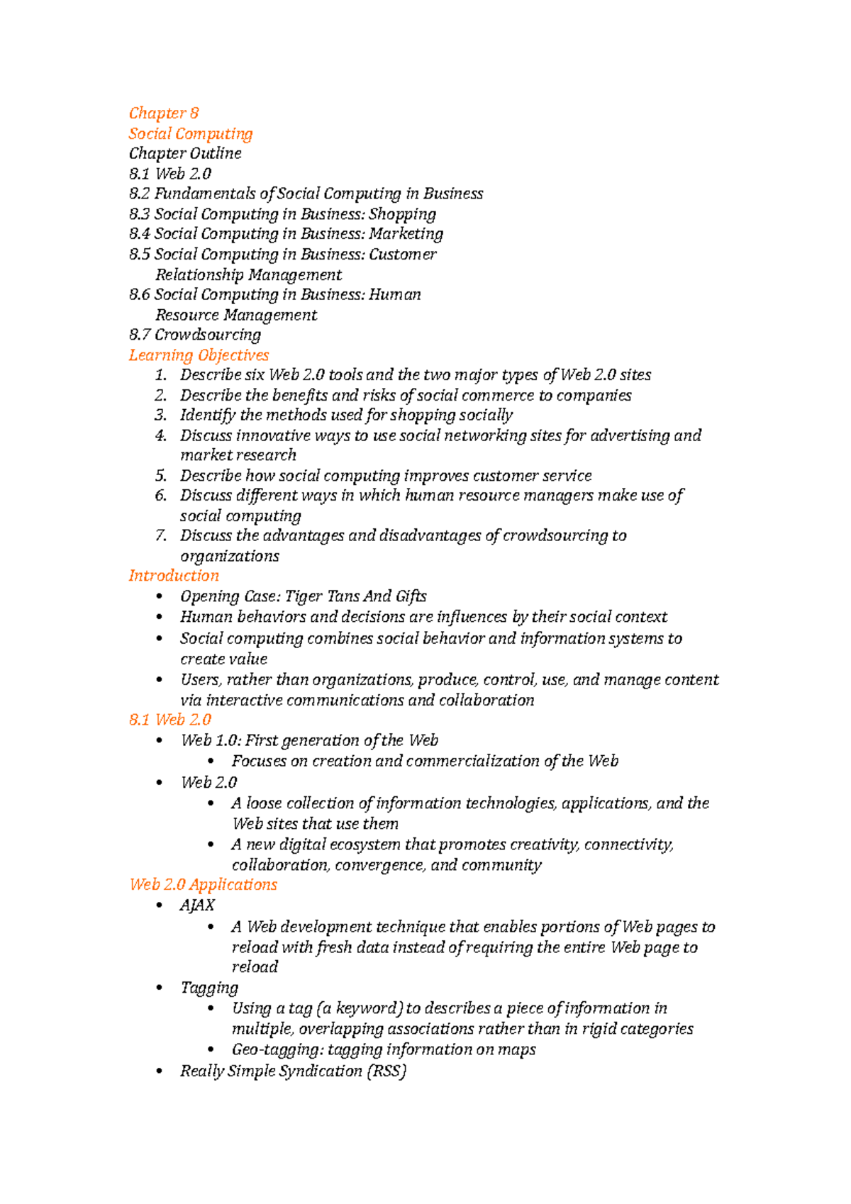 MIS201 Summary Ch8Chapter summaries from chapter 8 to 14 Management ...