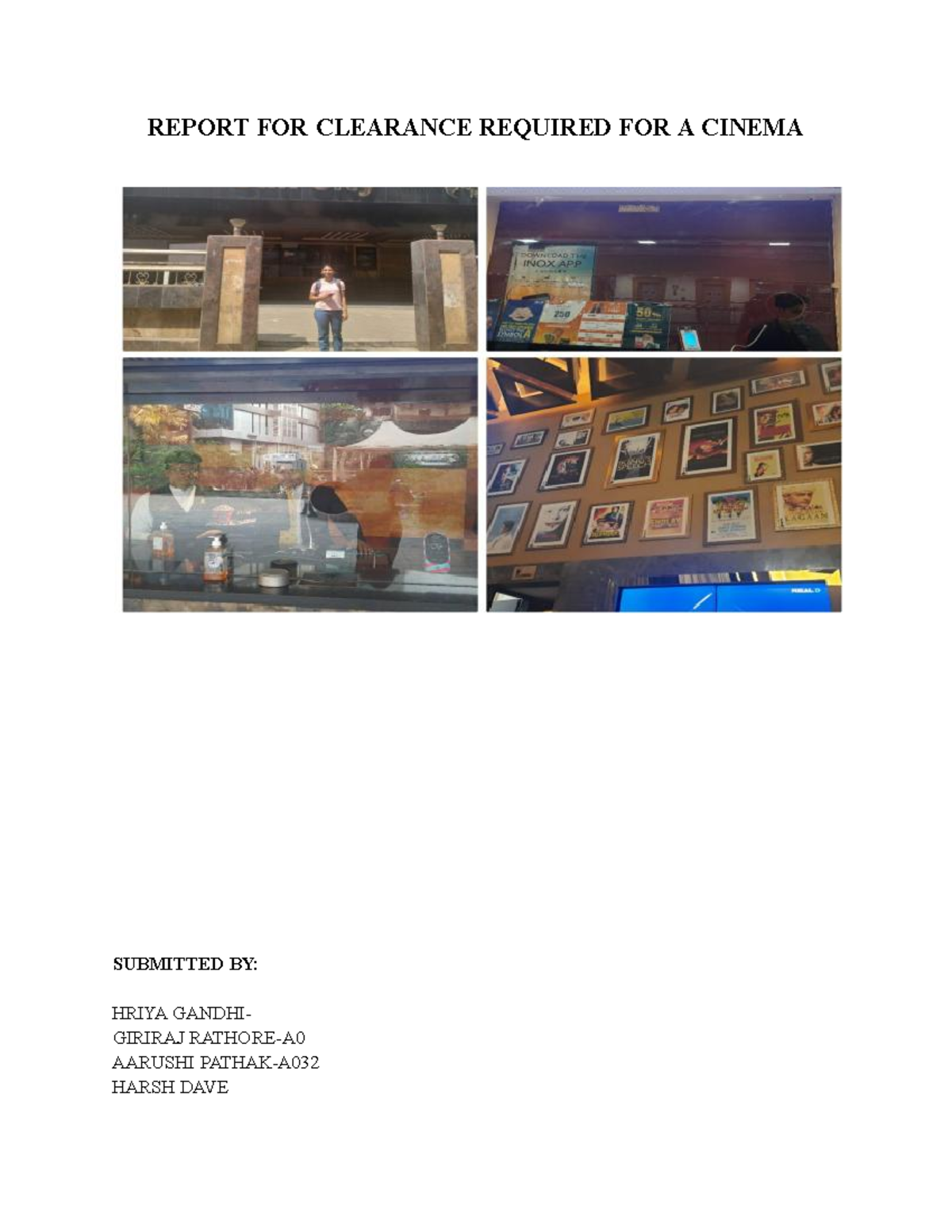 Report FOR Clearance Required FOR A Cinema - REPORT FOR CLEARANCE ...