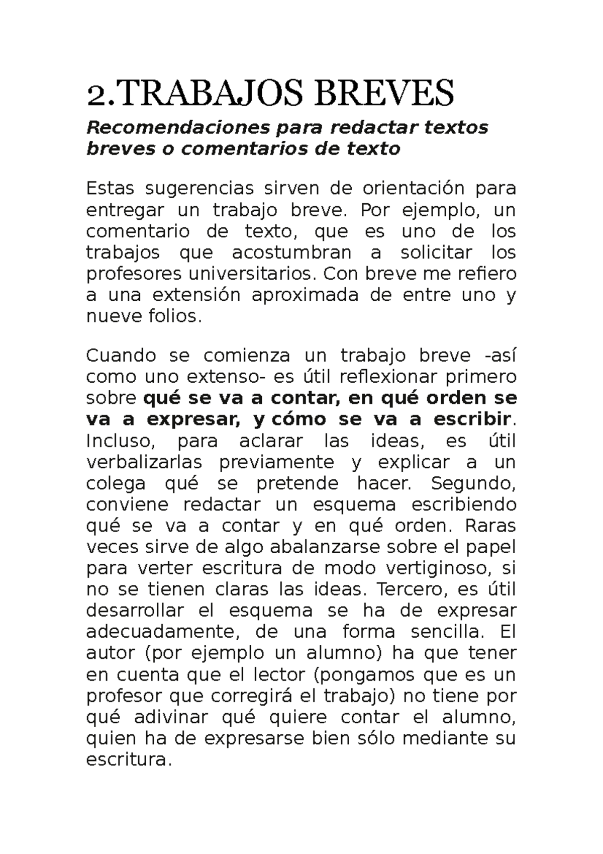 Semana 10 trabajo numero 1 - 2 BREVES Recomendaciones para redactar ...