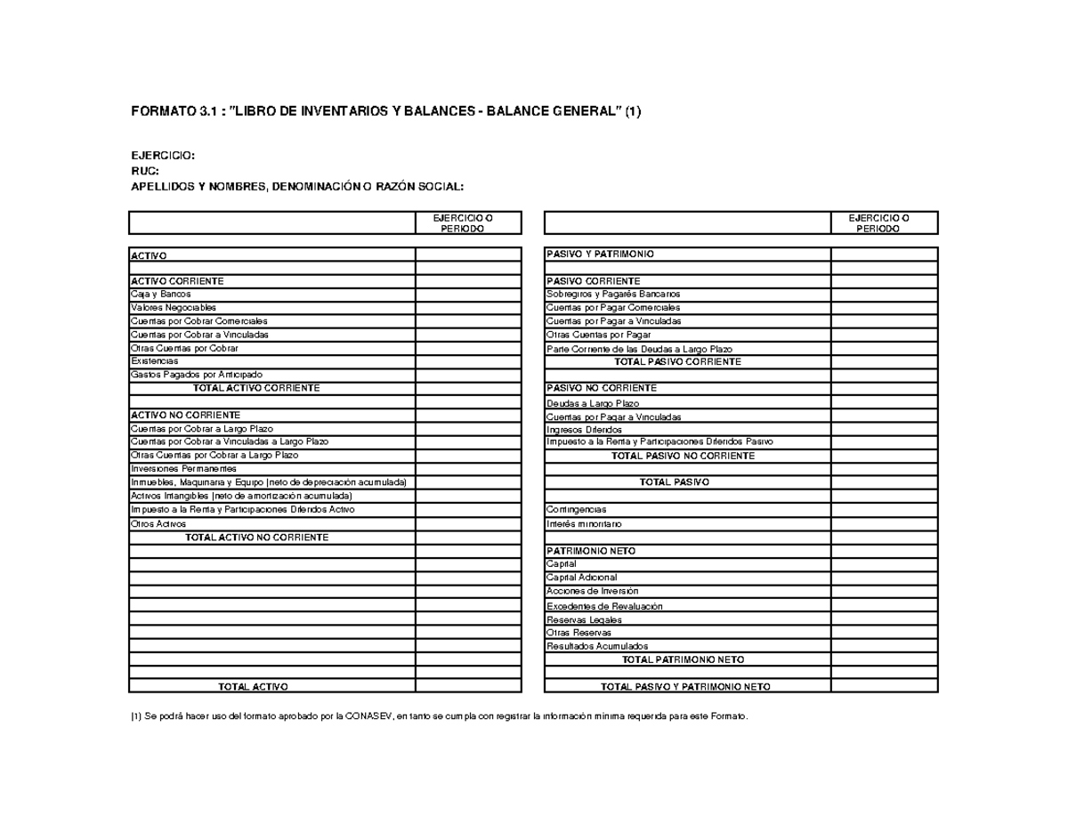 234 formato 31 - tabla general - FORMATO 3 : "LIBRO DE INVENTARIOS Y ...