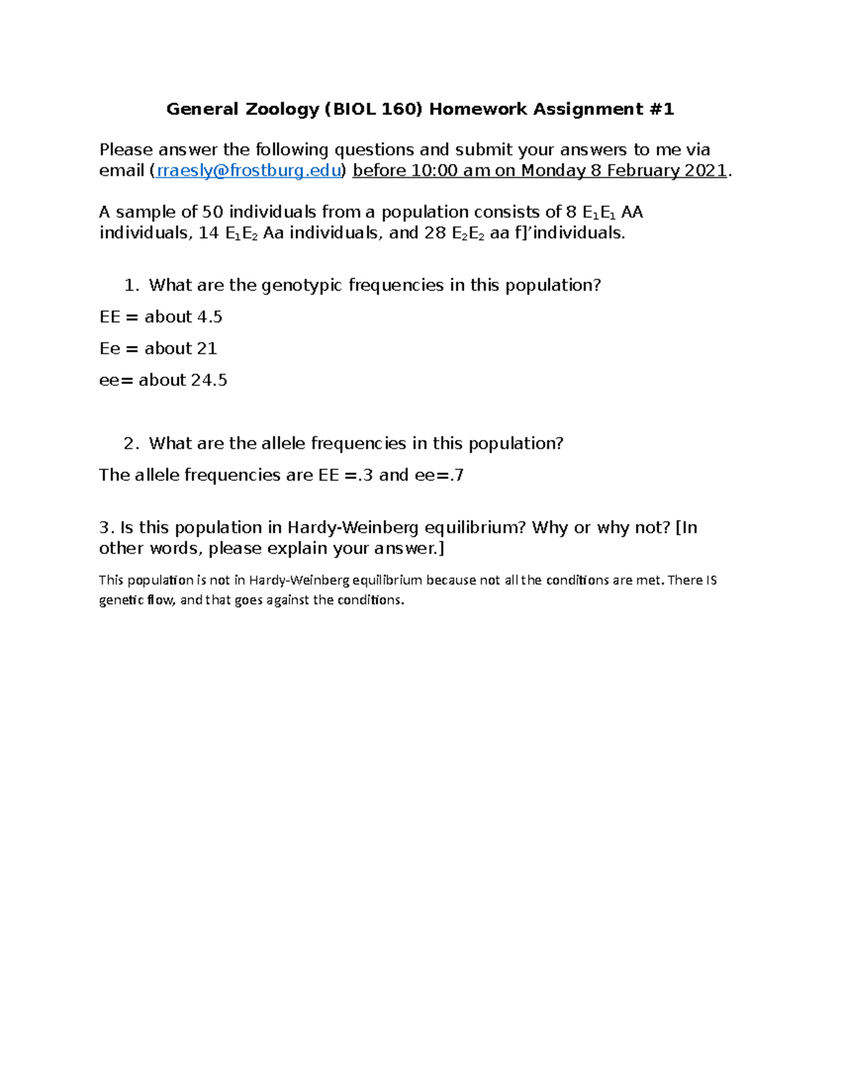 Homework Assignment 1 - A sample of 50 individuals from a population ...