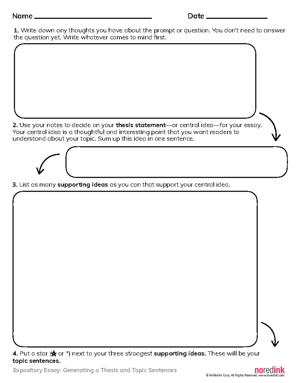 2- Expository Prewriting Thesis and Topic Sentences - Write down any ...