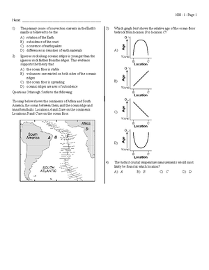 Correlation Index Fossils and Unconformities (Answers) - A) 1 B) 2 C) 3 ...