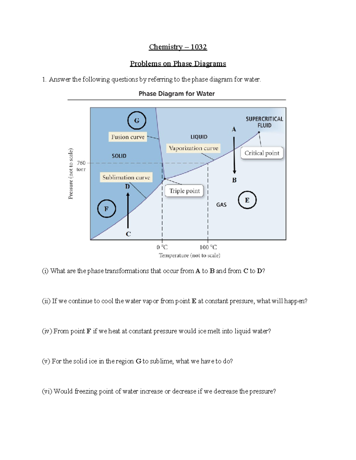 Phase+Diagram+Problem - Chemistry – 1032 Problems on Phase Diagrams 1 ...