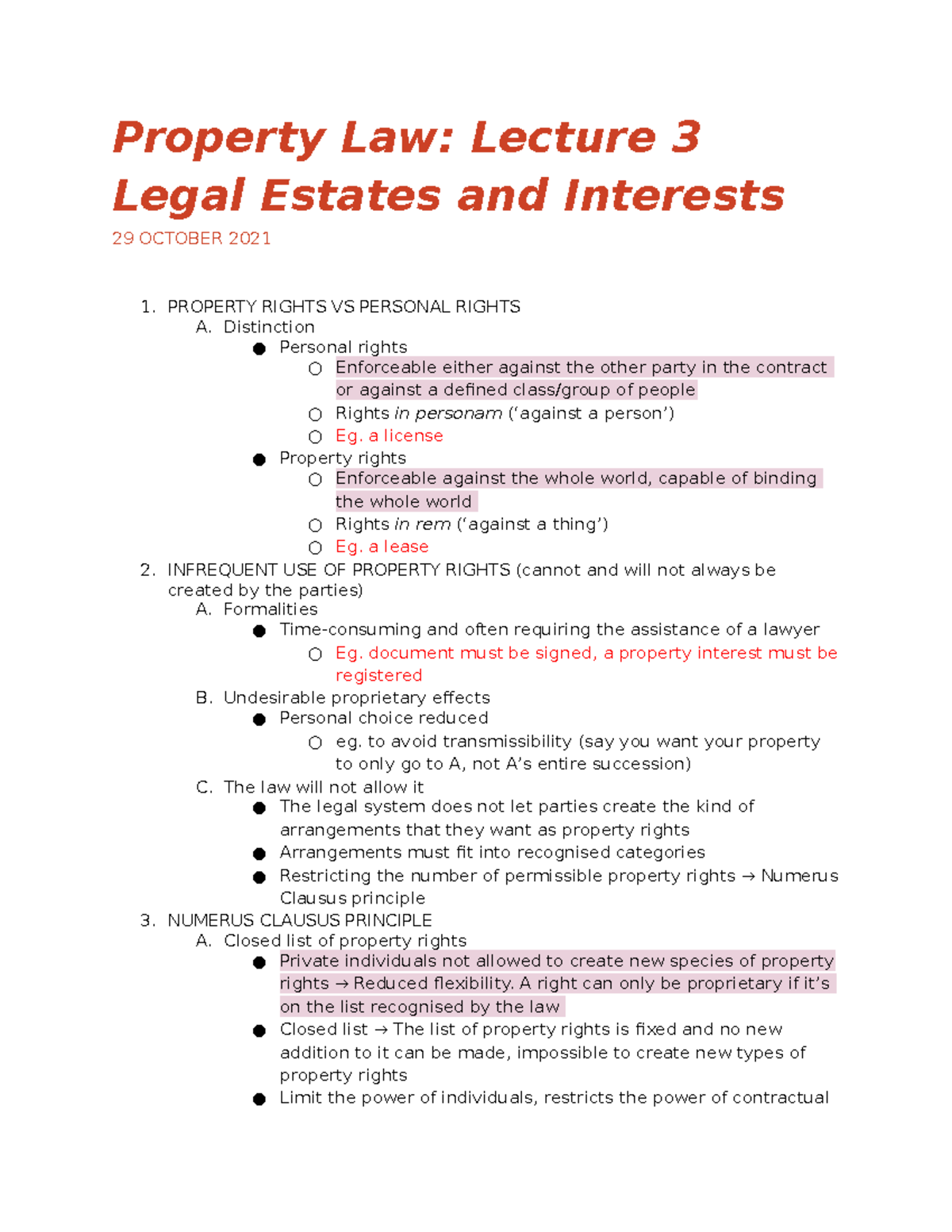 Property Law Legal Estates And Interests Property Law Lecture 3