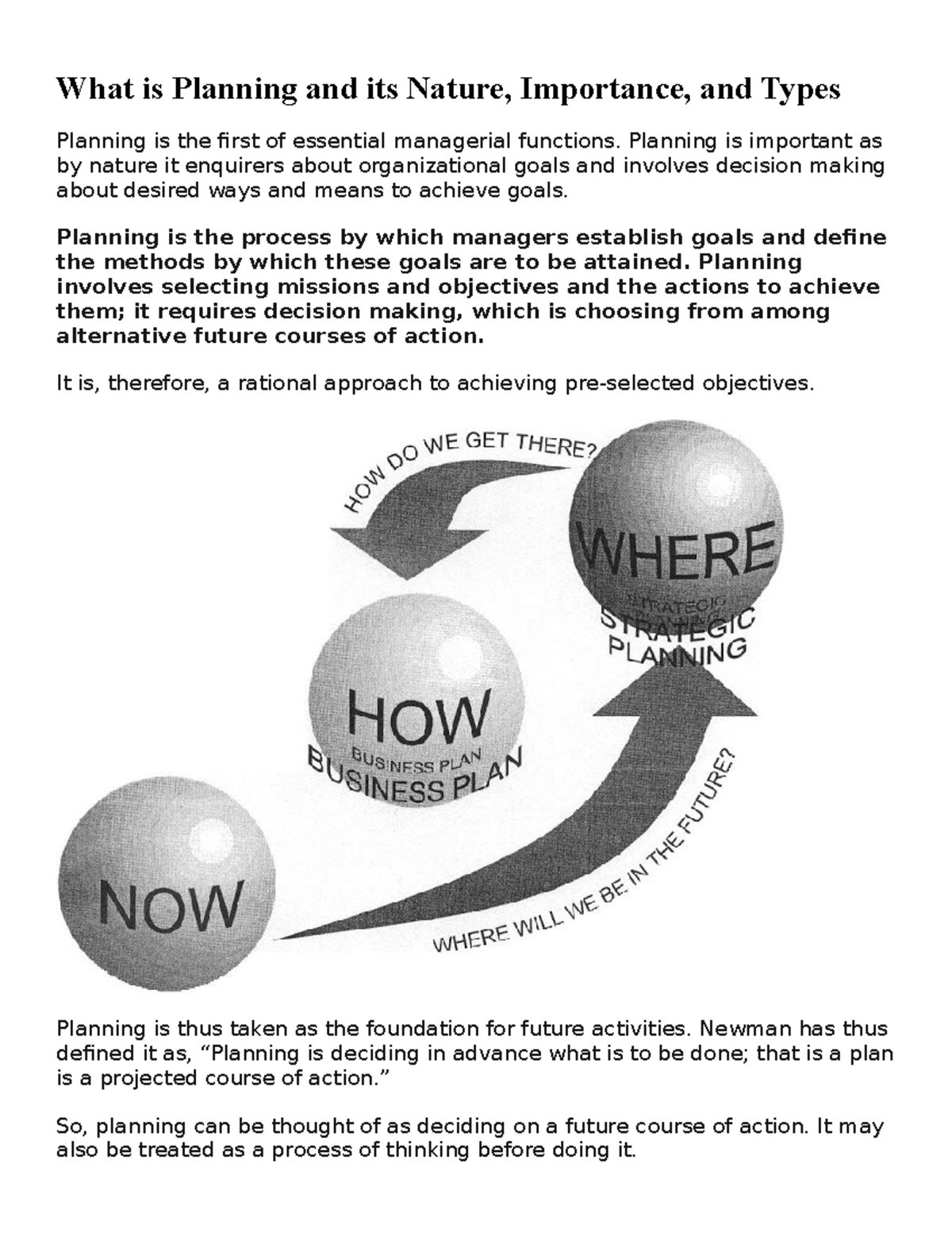 Planning and its Nature - Planning is important as by nature it ...
