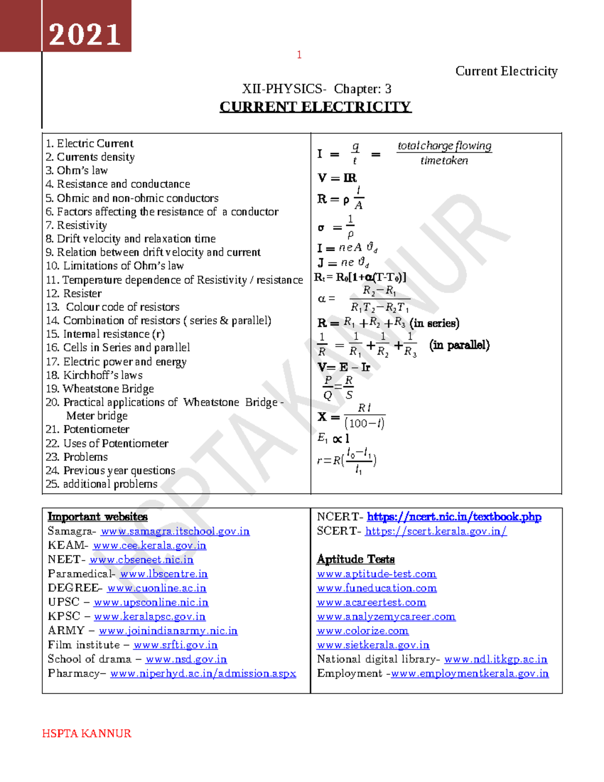 Chapter 3 current electricity - 1 Current Electricity XII-PHYSICS- Chapter: 3 CURRENT ...