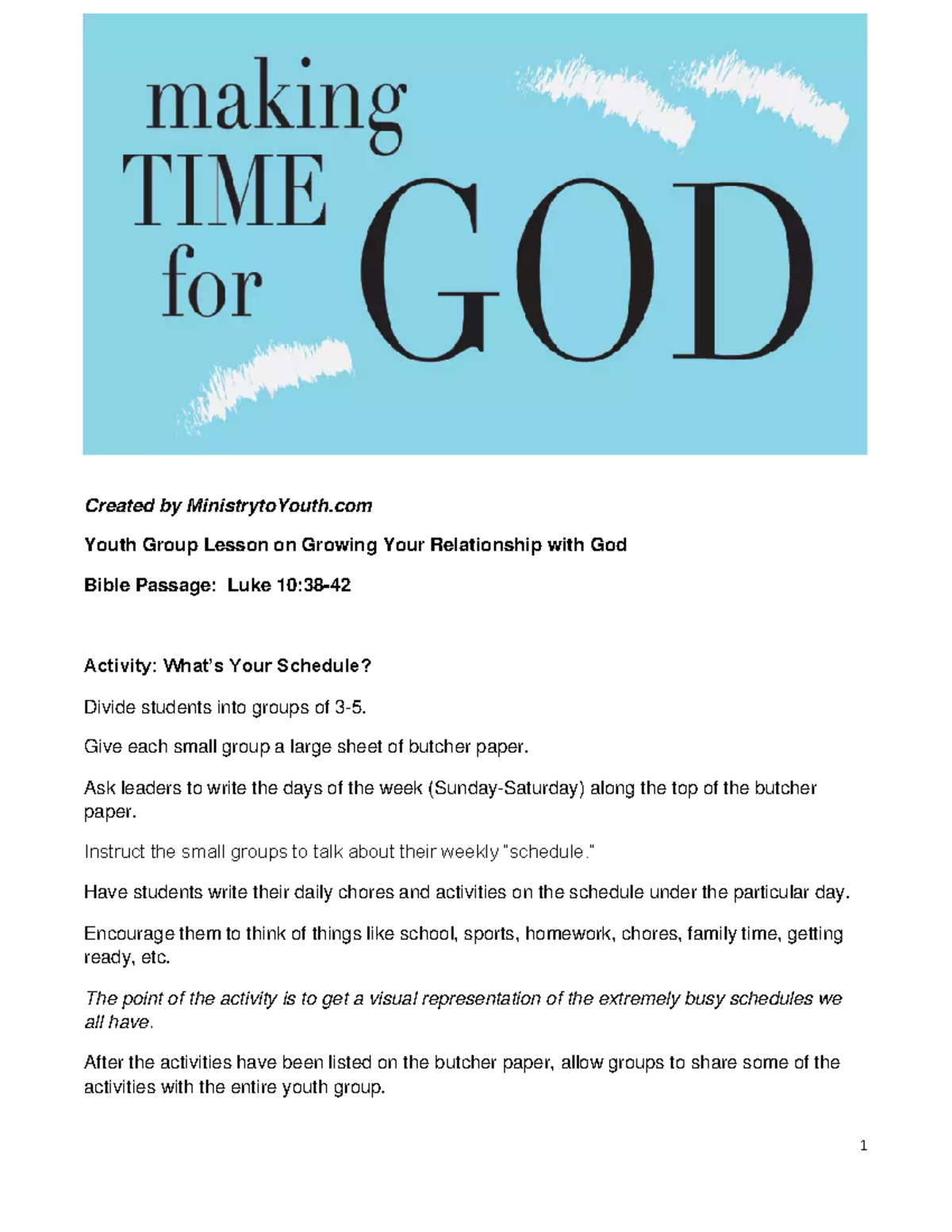 Youth Group Lesson on Relationship with God - Created by ...