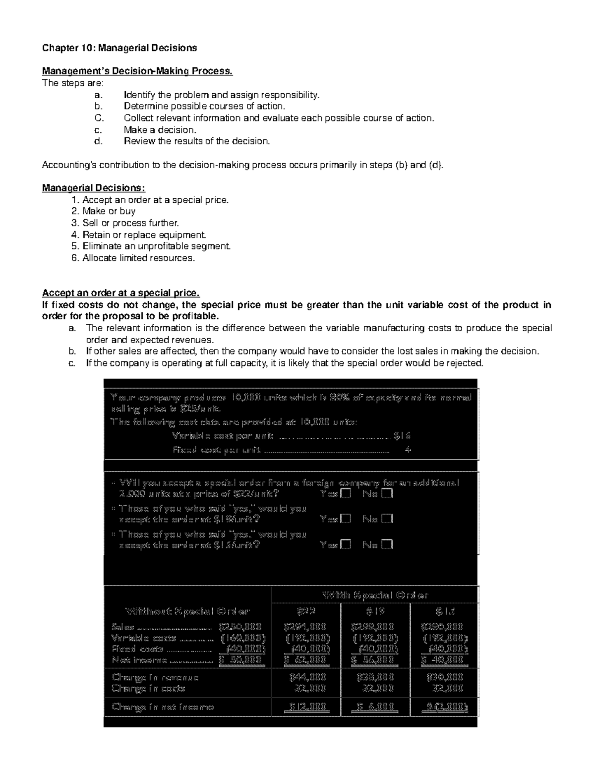 Chapter 10 - Managerial Decisions - Chapter 10: Managerial Decisions ...