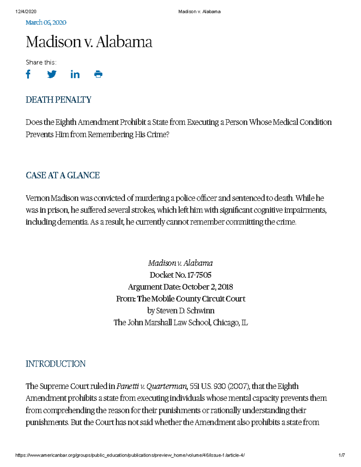 Madison v. Alabama Information PDF - March 05, 2020 Madison v. Alabama ...