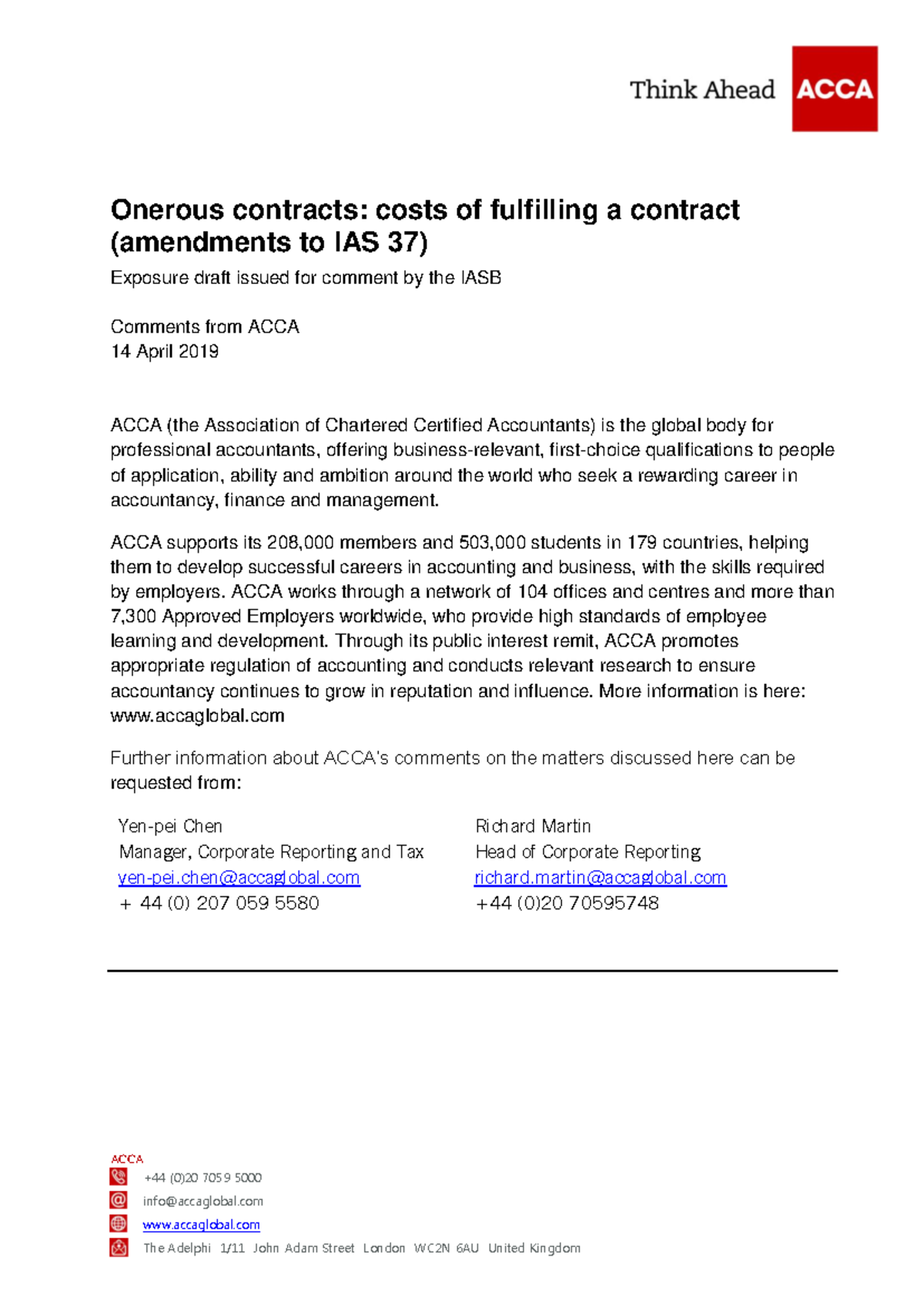 TECH-CDR-1798 IASB IAS 37 onerous contracts ACCA response - ACCA +44 (0 ...