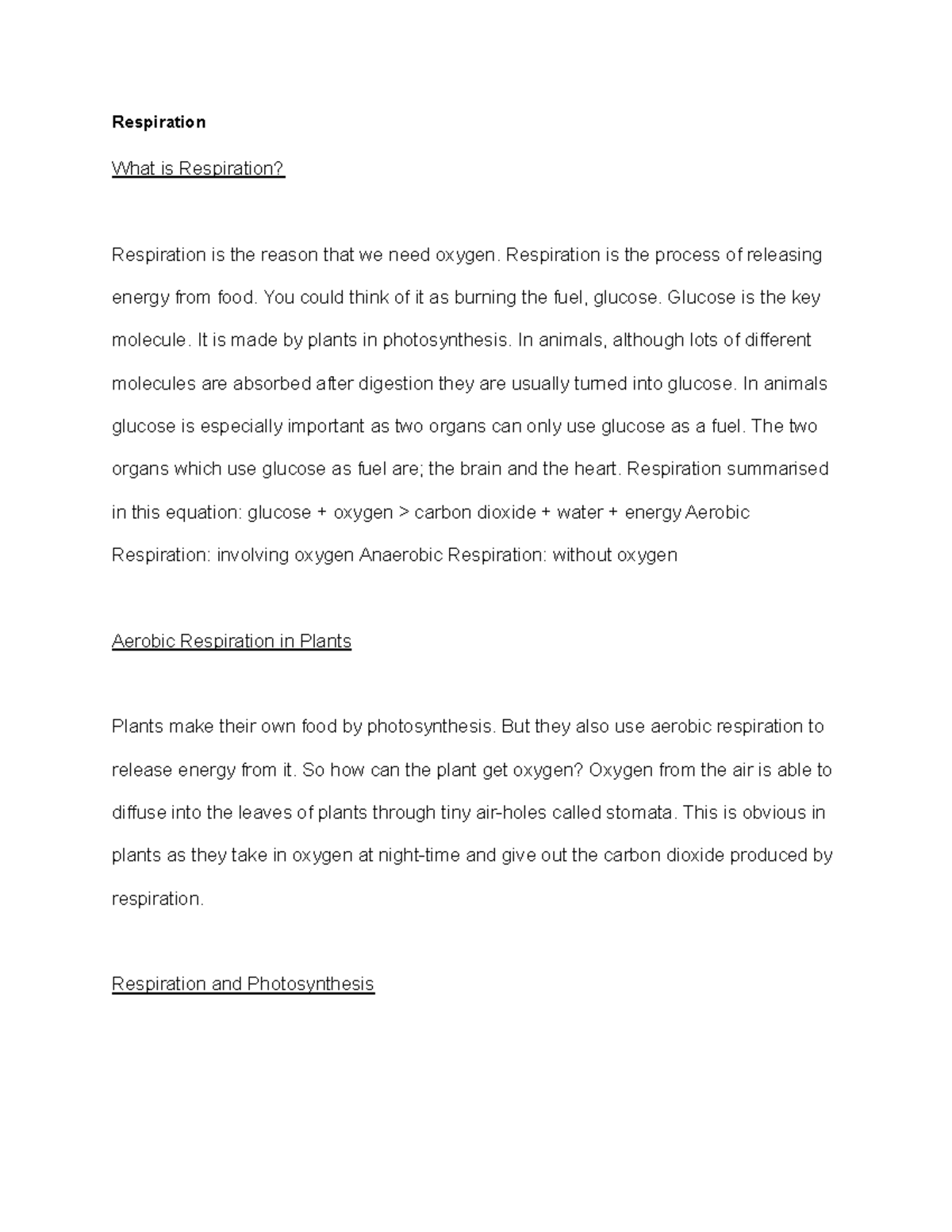 Respiration - Respiration What is Respiration? Respiration is the ...