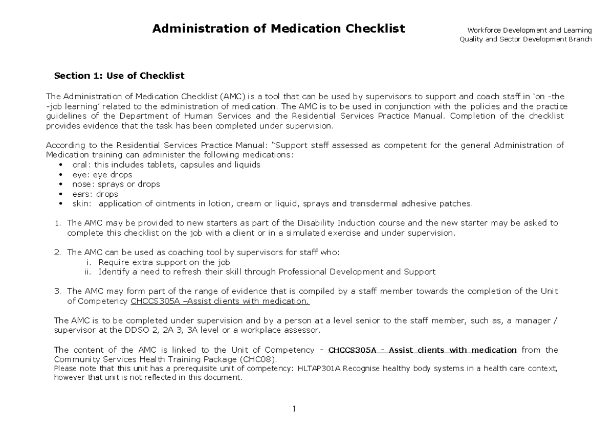 Administration-medication-checklist - Quality and Sector Development ...