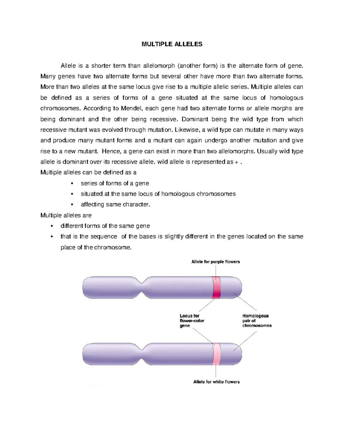 Lec04 - MULTIPLE ALLELES Allele is a shorter term than allelomorph (another form) is the ...