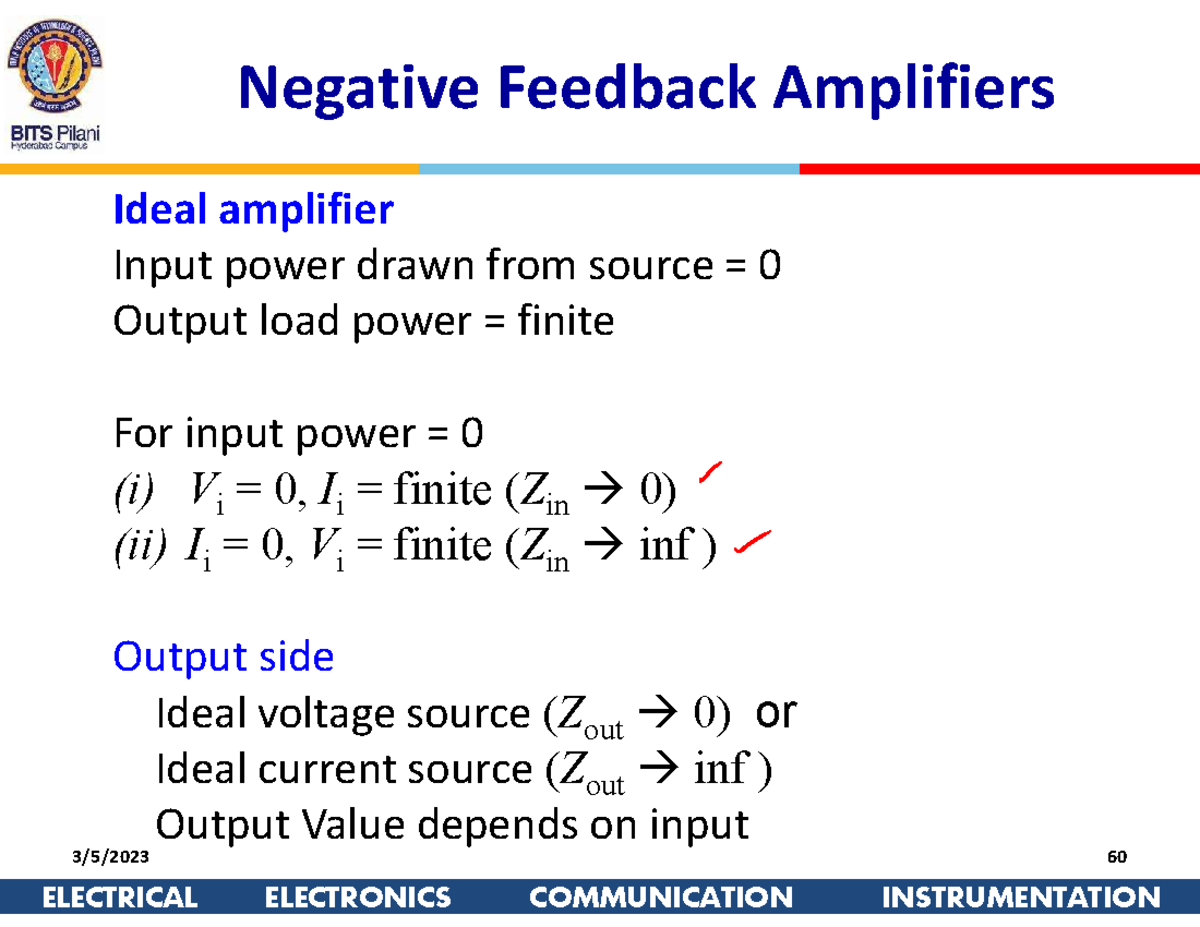 Lec-16-18 - notes - 3/5/2023 60 Negative Feedback Amplifiers Ideal ...