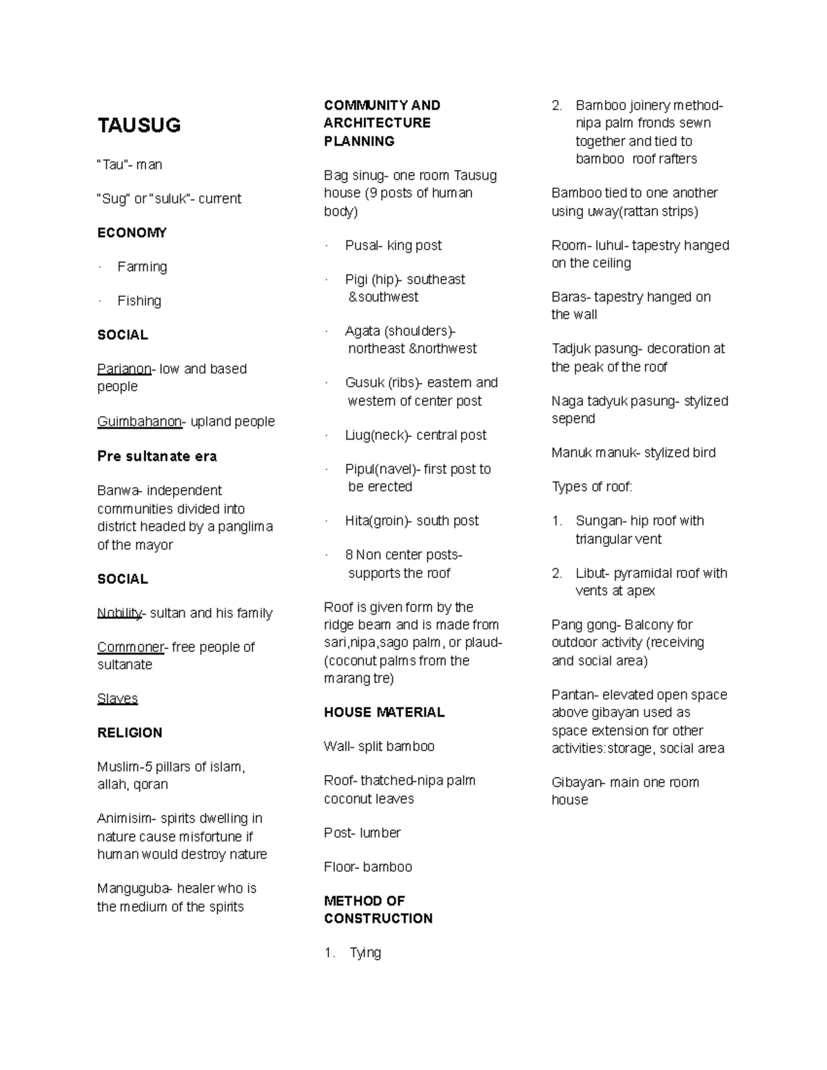 Hoa - introduction to hoa 4 philippine history - TAUSUG “Tau”- man “Sug ...