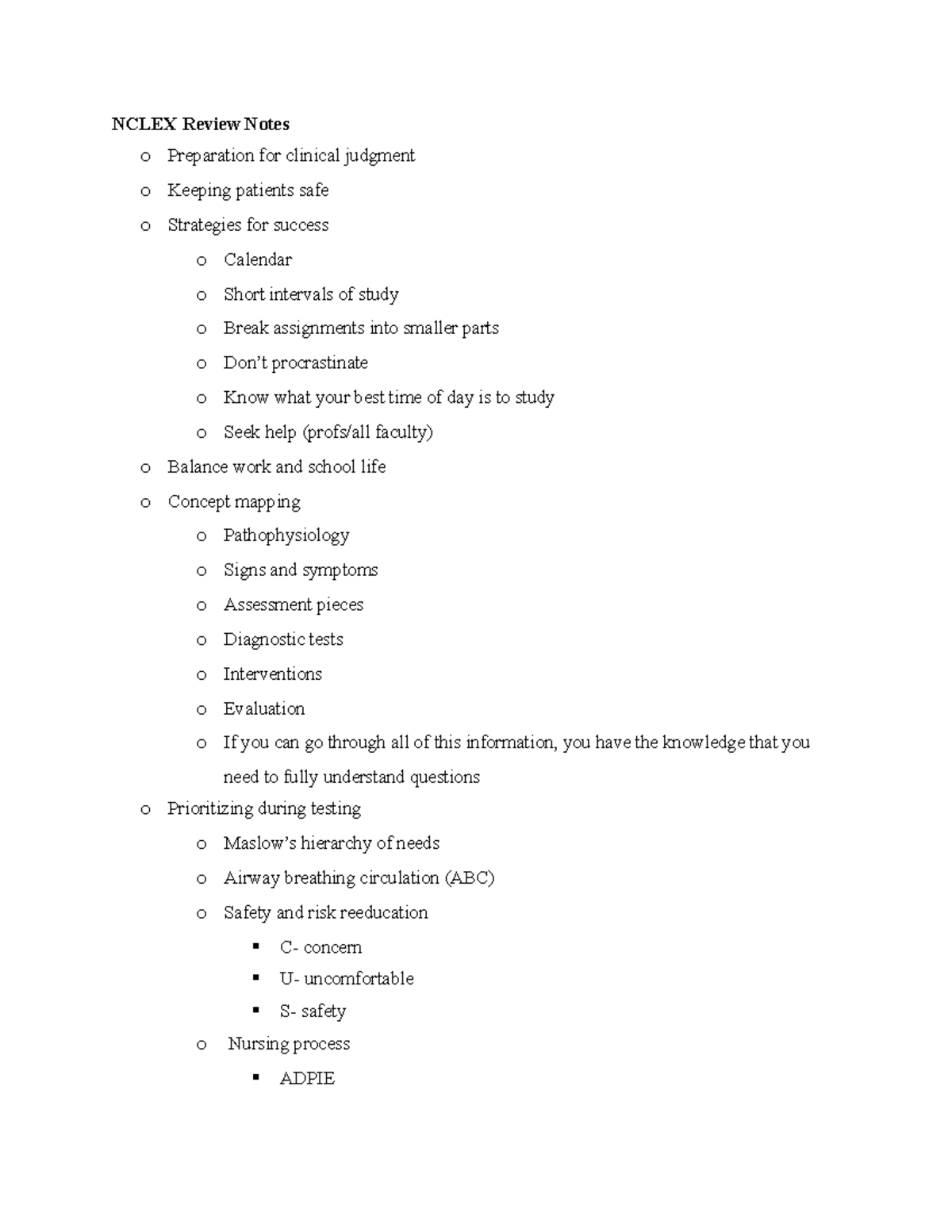 NCLEX Review Notes; Testing Strategies - NUR 2200 - WMU - Studocu