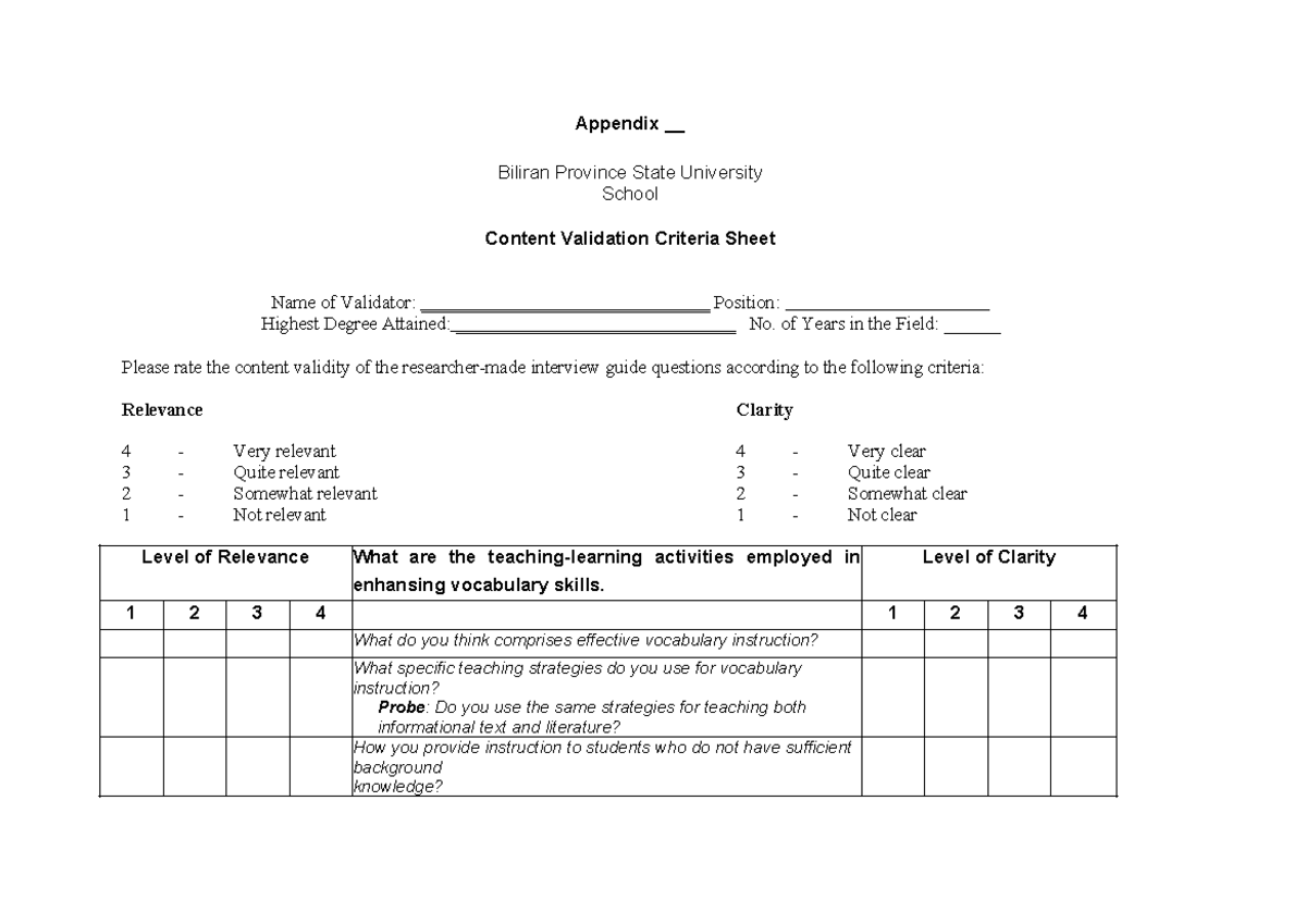 Content Validation Copy 1 - Appendix __ Biliran Province State ...