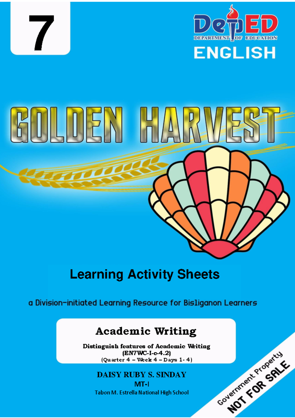 ENG.7-Q4 Week-1-Academic-Writing D - 7 Learning Activity Sheets ...