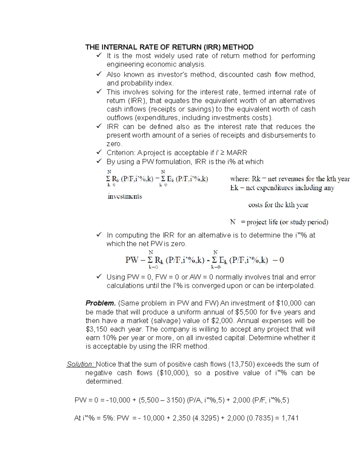 The Internal Rate Of Return Irr Method The Internal Rate Of Return 3954