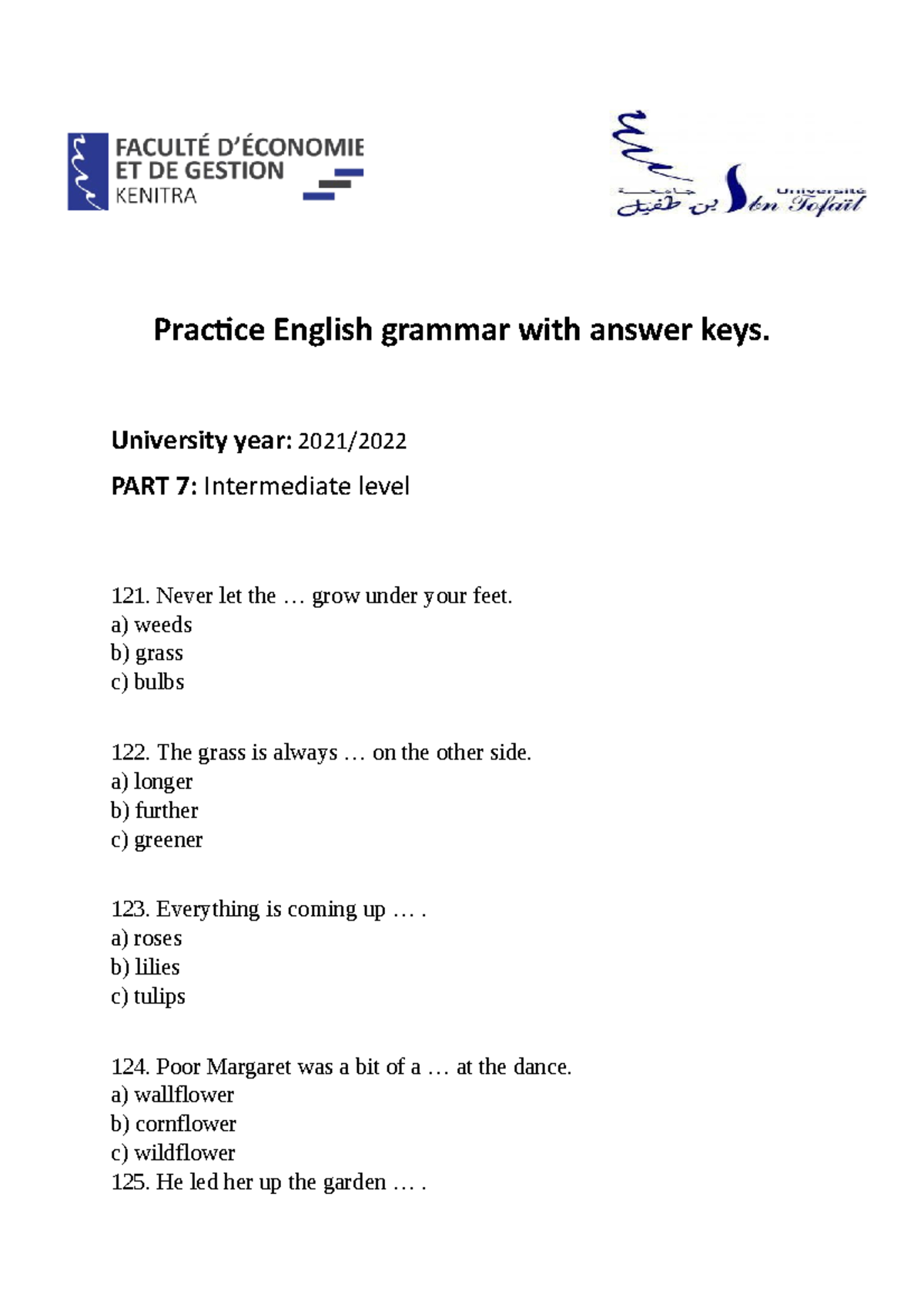 Practice English grammar with answer Part 7 - Practice English grammar with answer keys ...