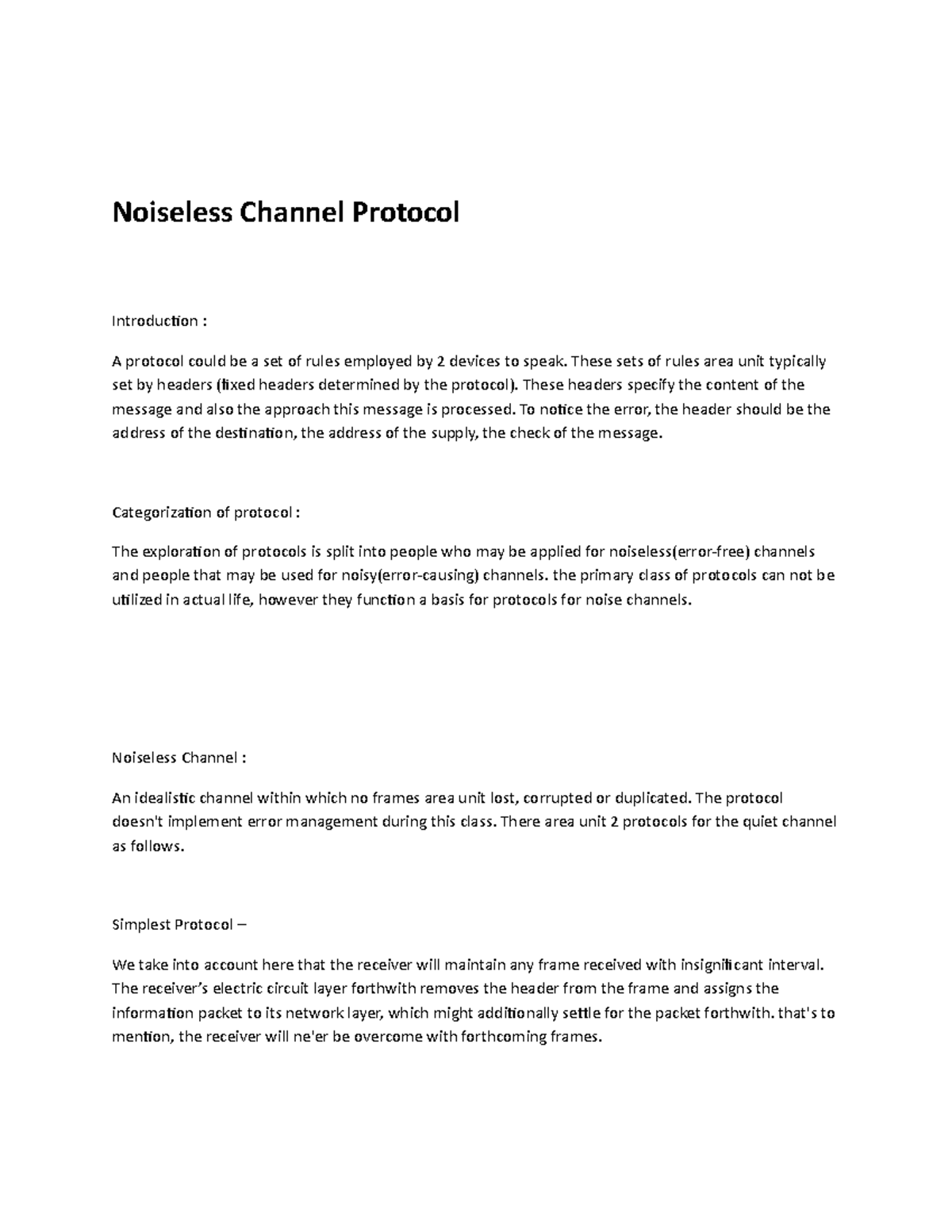 Noiseless Channel Protocol - Noiseless Channel Protocol Introduction ...