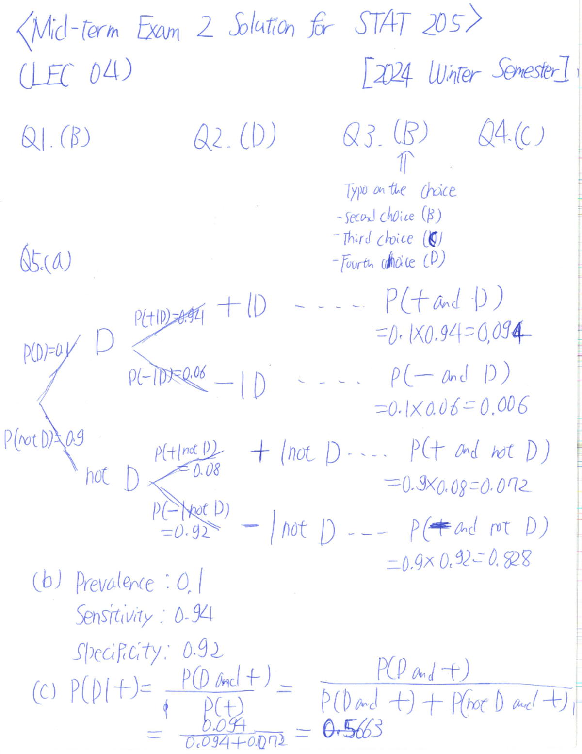 Mid-term-2-STAT-207-2024-Winter-LEC 04-Solution - STAT 205 - Studocu