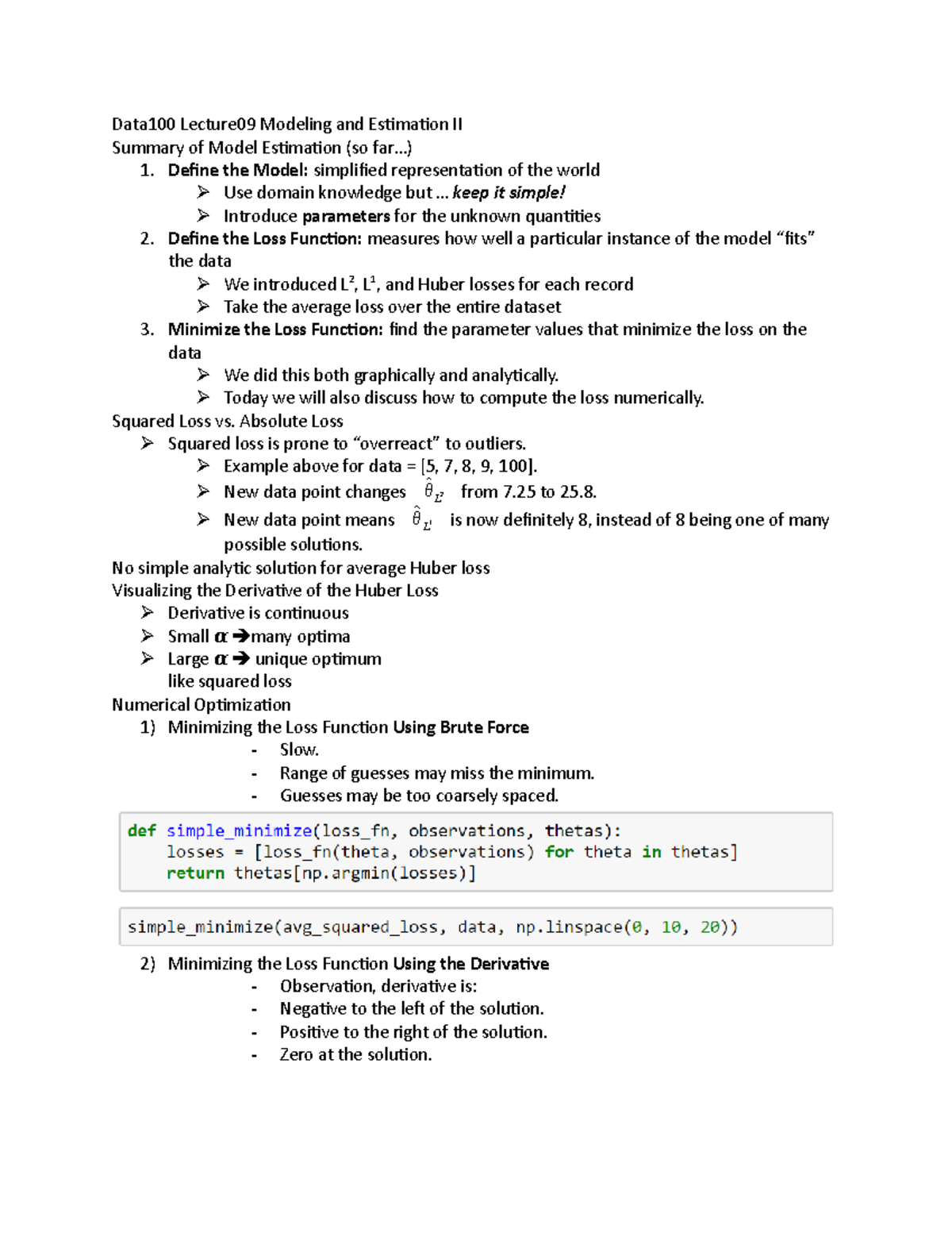 Lecture 09 Modeling and Estimation II - Data100 Lecture09 Modeling and ...