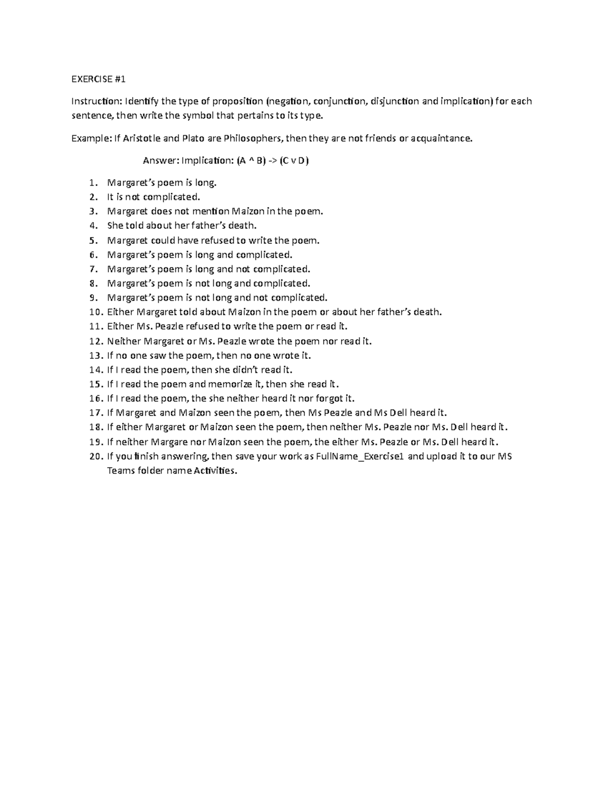 DSMath Exercise 1 - DISCRETE MATHEMATICS - EXERCISE Instruction ...