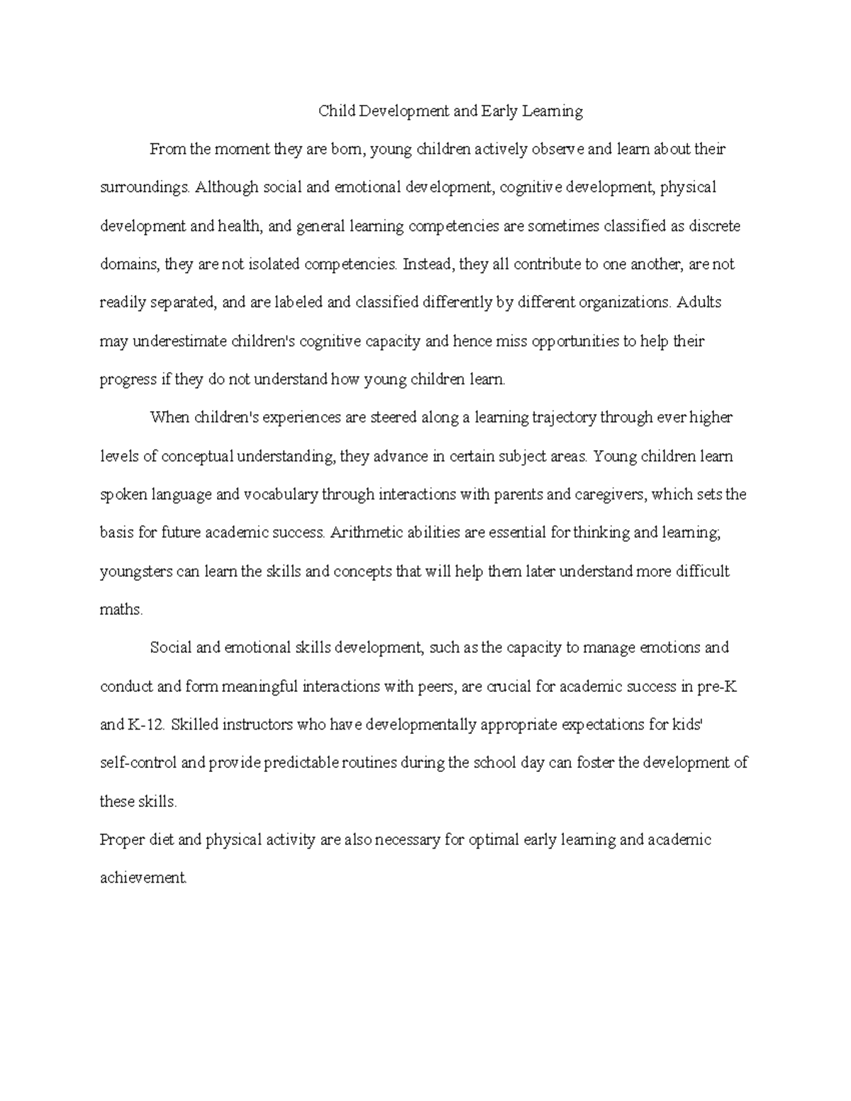 Child Development and Early Learning - Although social and emotional ...