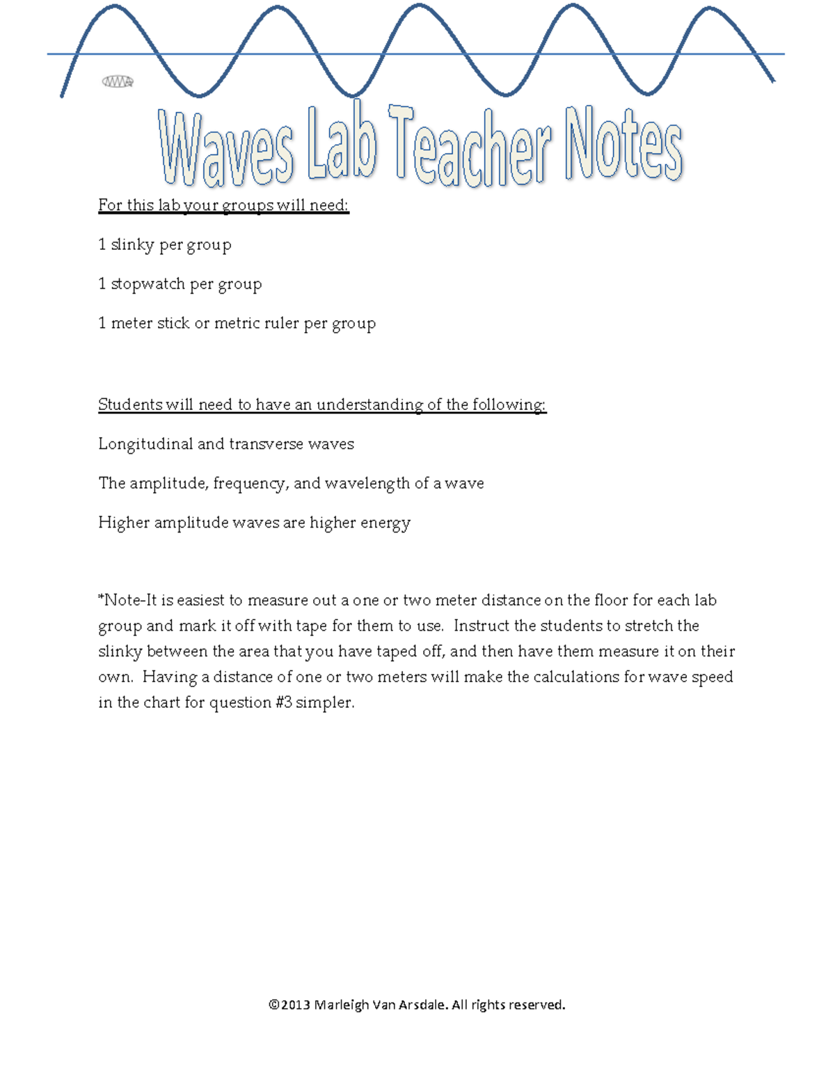 Middle School Science Waves Lab Ngssaligned-1 - For this lab your ...