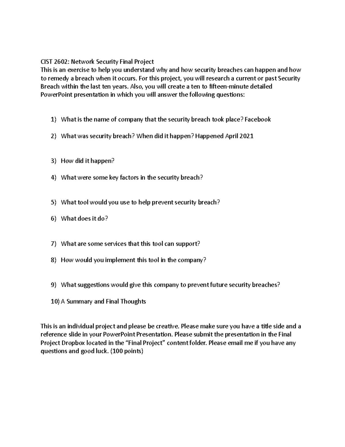 Netwoek security final project report - CIST 2602: Network Security ...