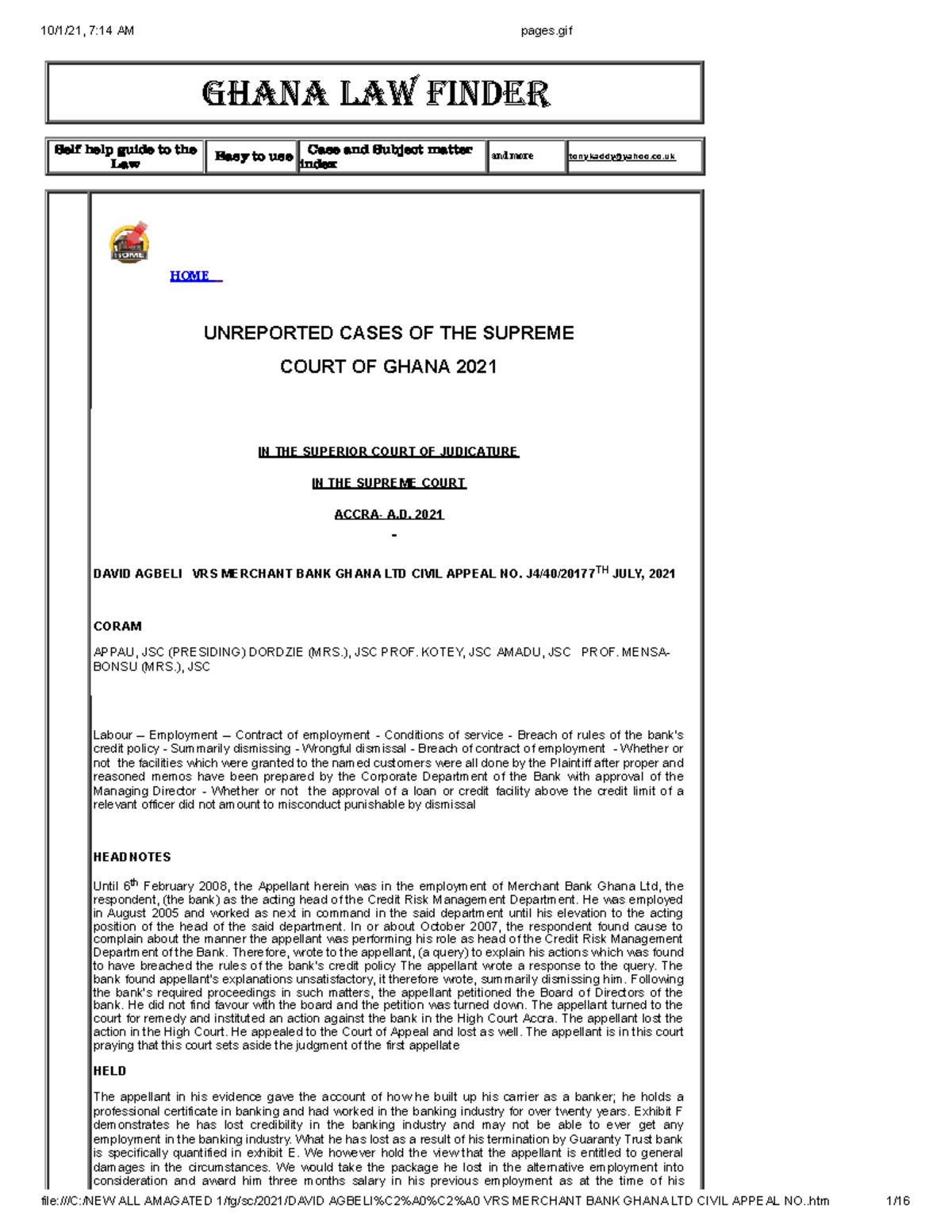 David Agbeli VRS Merchant BANK Ghana LTD - GHANA LAW FINDER Self help ...