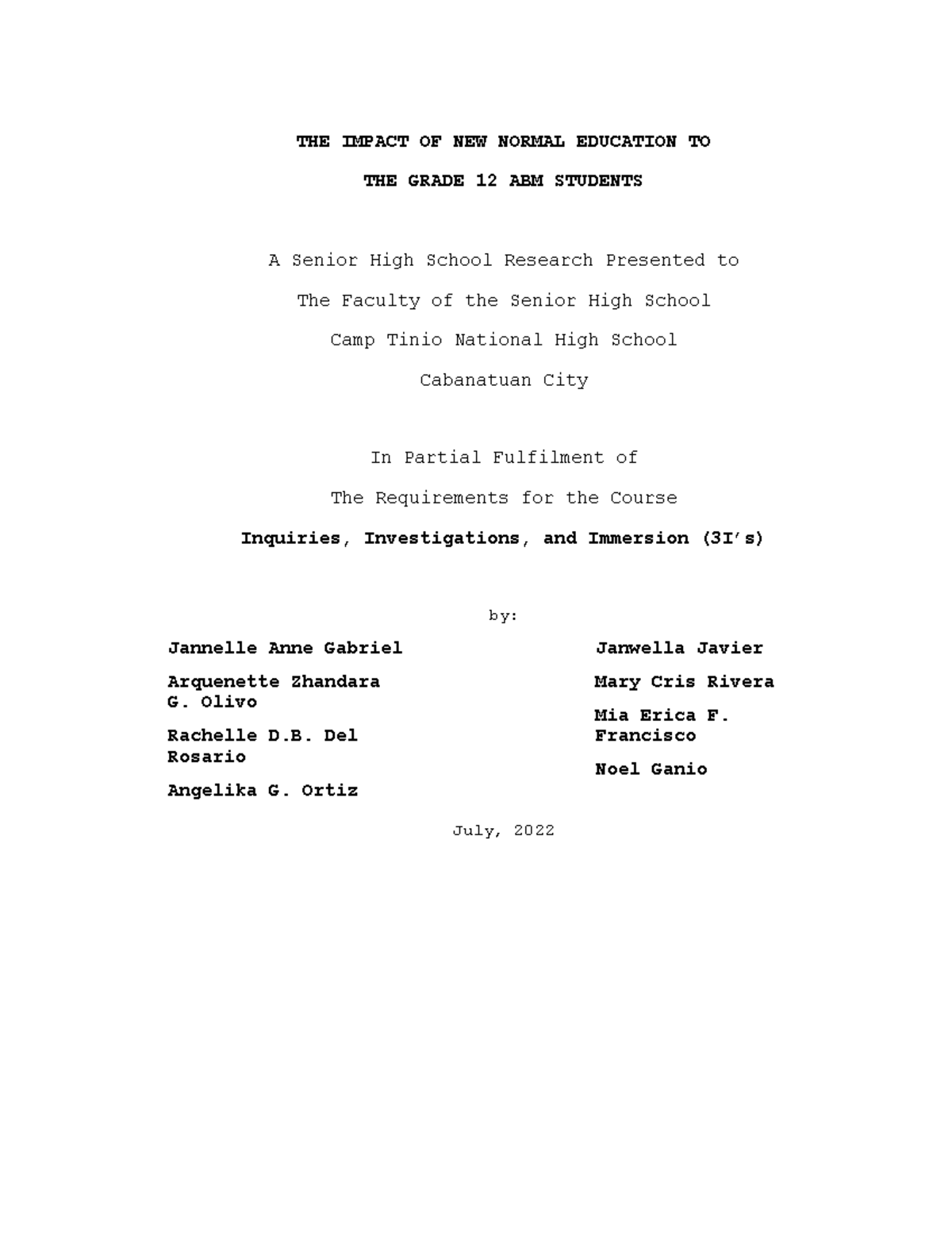 Research Final Edit - lecture notes - THE IMPACT OF NEW NORMAL ...