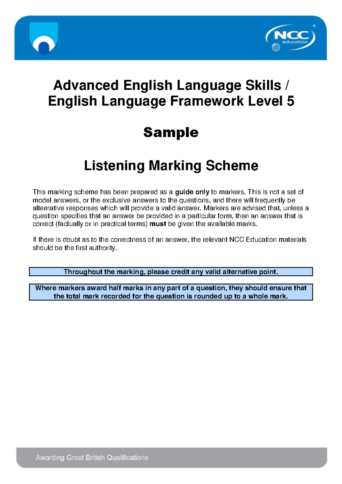 AELS Listening Marking Scheme May 2016 Final This Marking Scheme Has aels-listening-marking-scheme-may-2016-final-this-marking-scheme-has