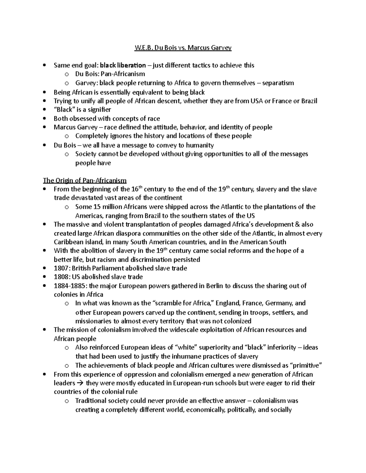 W.E.B. Du Bois vs. Marcus Garvey - W.E. Du Bois vs. Marcus Garvey Same ...