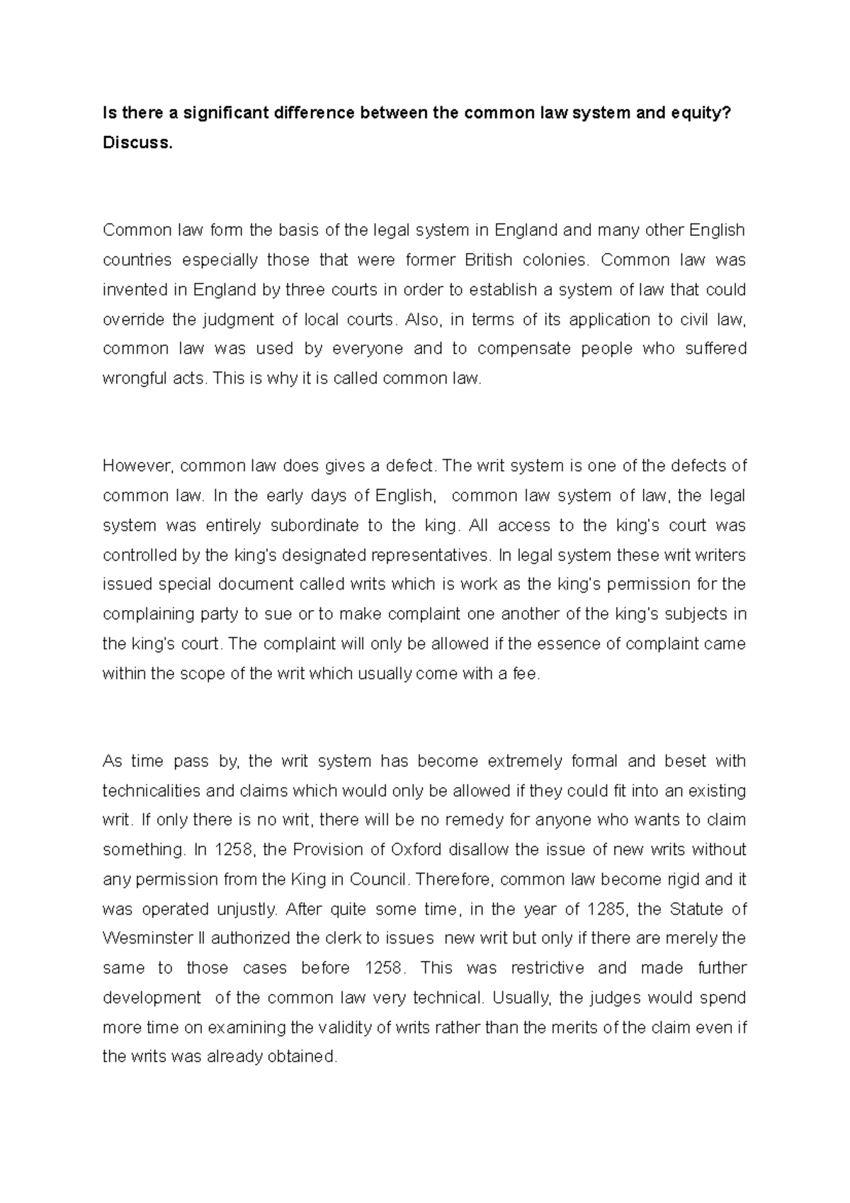 43392466 Common Law vs Equity - Is there a significant difference ...