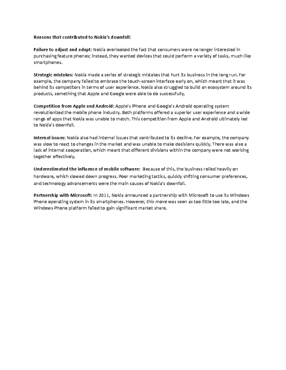 Nokia (Rise and fall) - Reasons that contributed to Nokia’s downfall ...