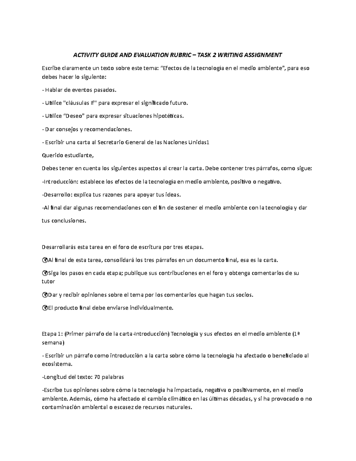 Activity Guide and Evaluation Rubric – Task 2 Writing Assignment ...