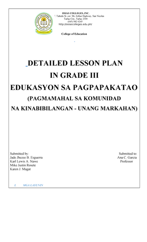 DETAILED LESSON PLAN - In Partial Fulfillment in the Requirements of ...