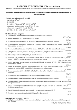 Fac simile esame - Chimica generale e organica - Studocu