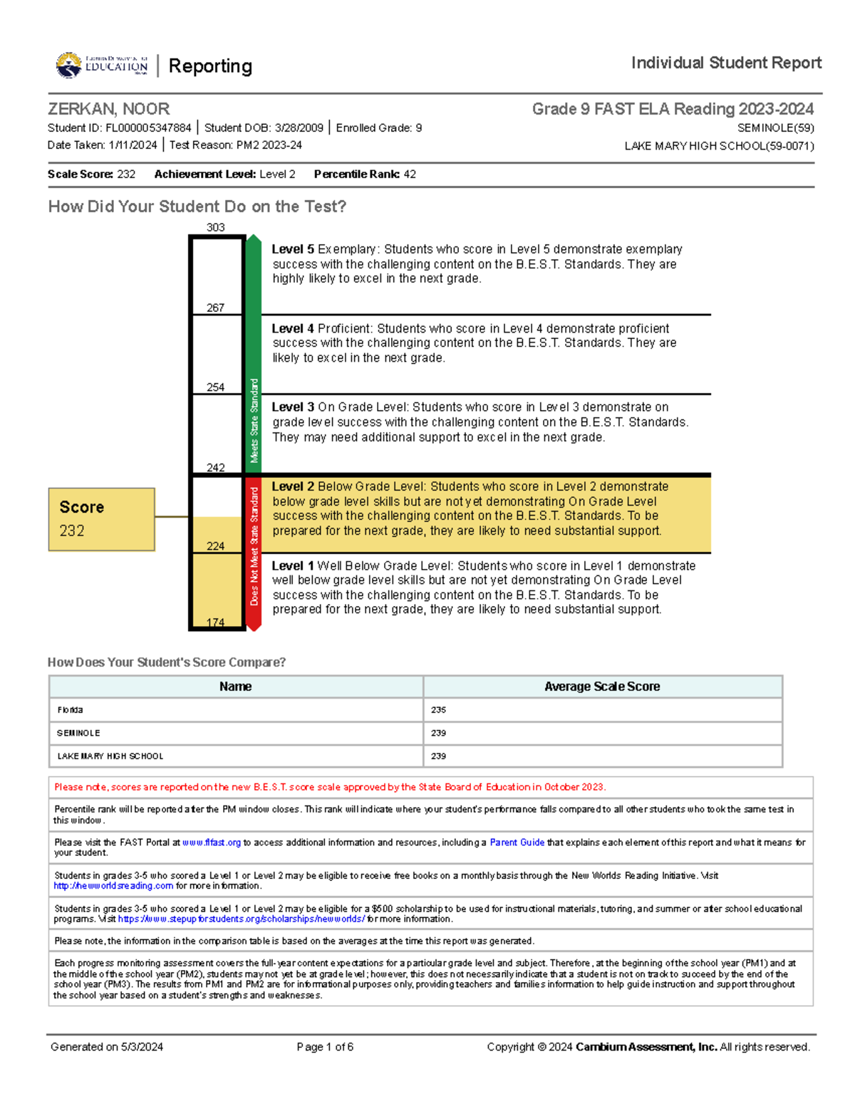 Grade 9 FAST ELA Reading - ZERKAN, NOOR Grade 9 FAST ELA Reading 2023 ...